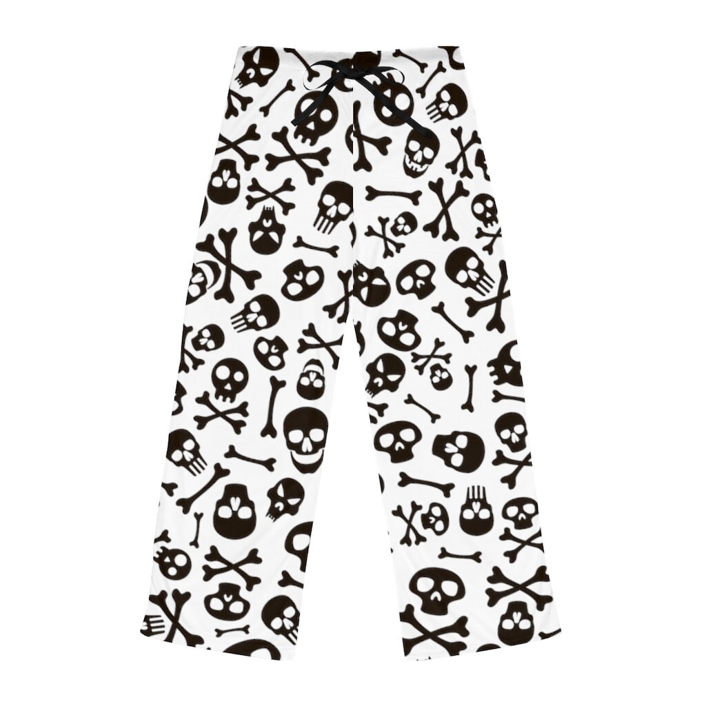 Skull And Bones Pj Pants Gothic Pajama Pants Emo Pjs Black Etsy