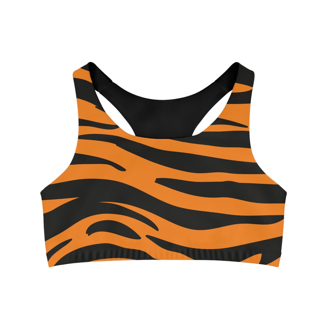 Tiger Bra Orange & Black Sports Bra Bengal Tiger Striped Sports Bra ...