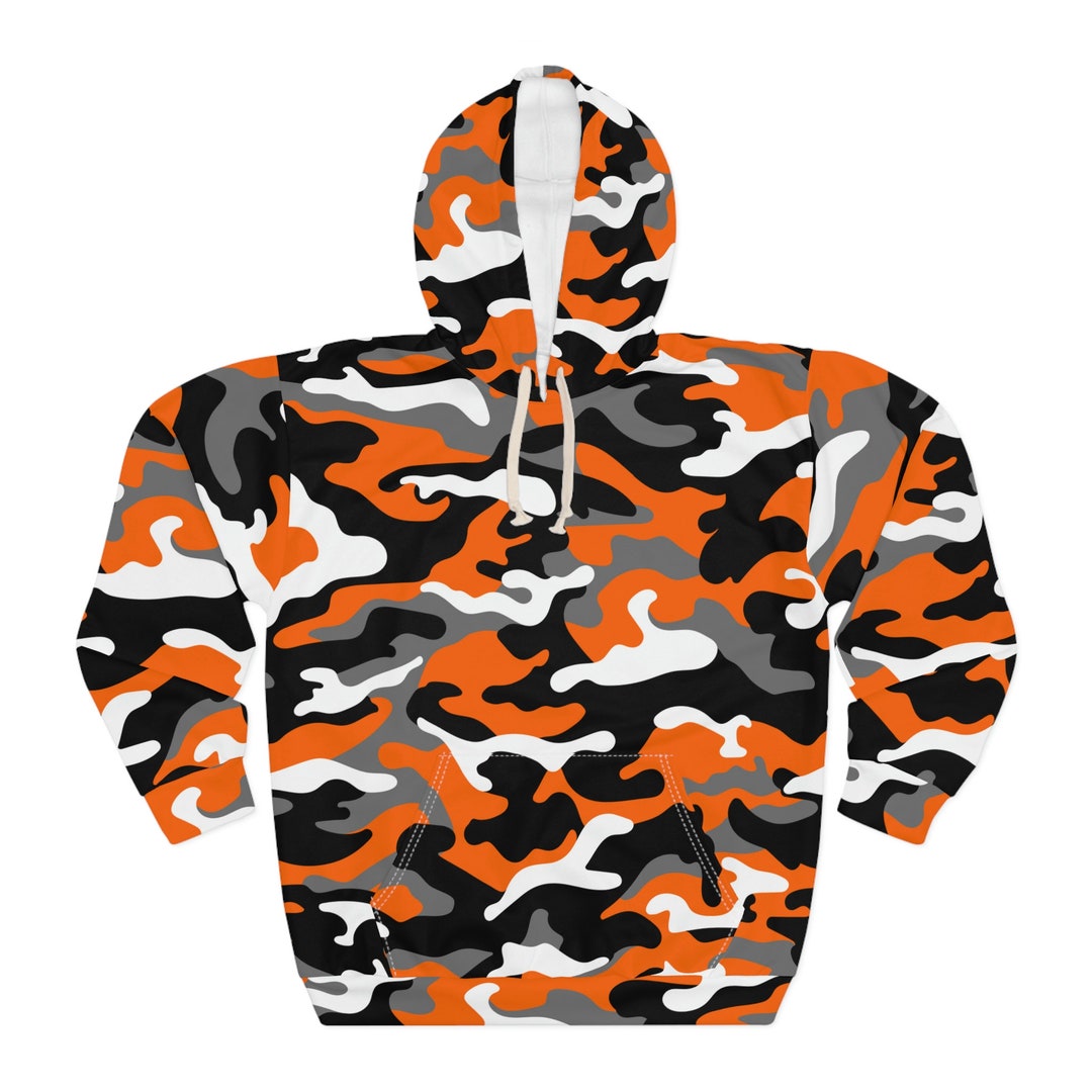 Orange Camo Hoodie Cincinnati Football Fan Hoodie Men's Orange Camo ...