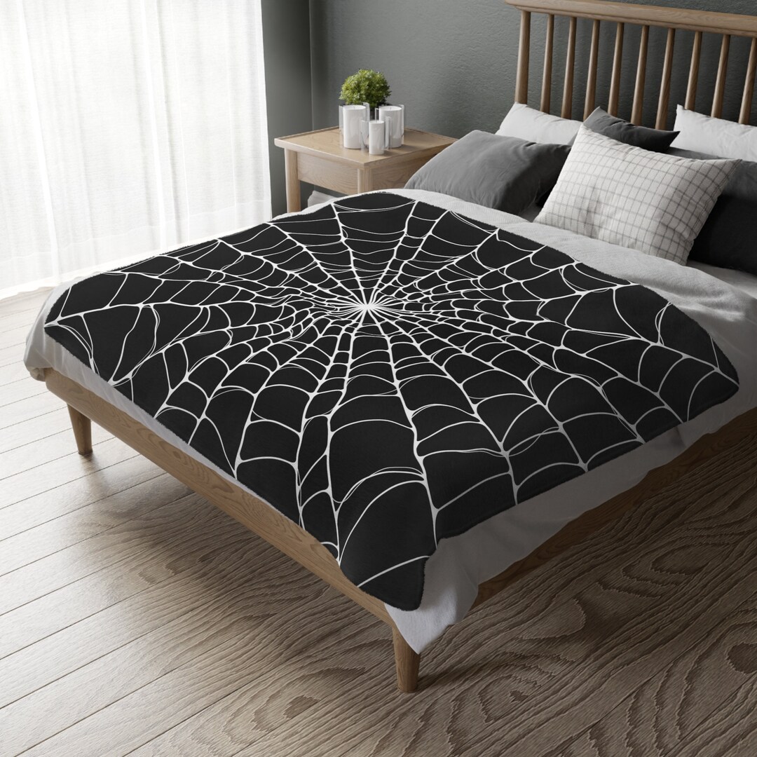 Spiderweb Blanket Black & White Throw Blanket Spiderweb Halloween ...