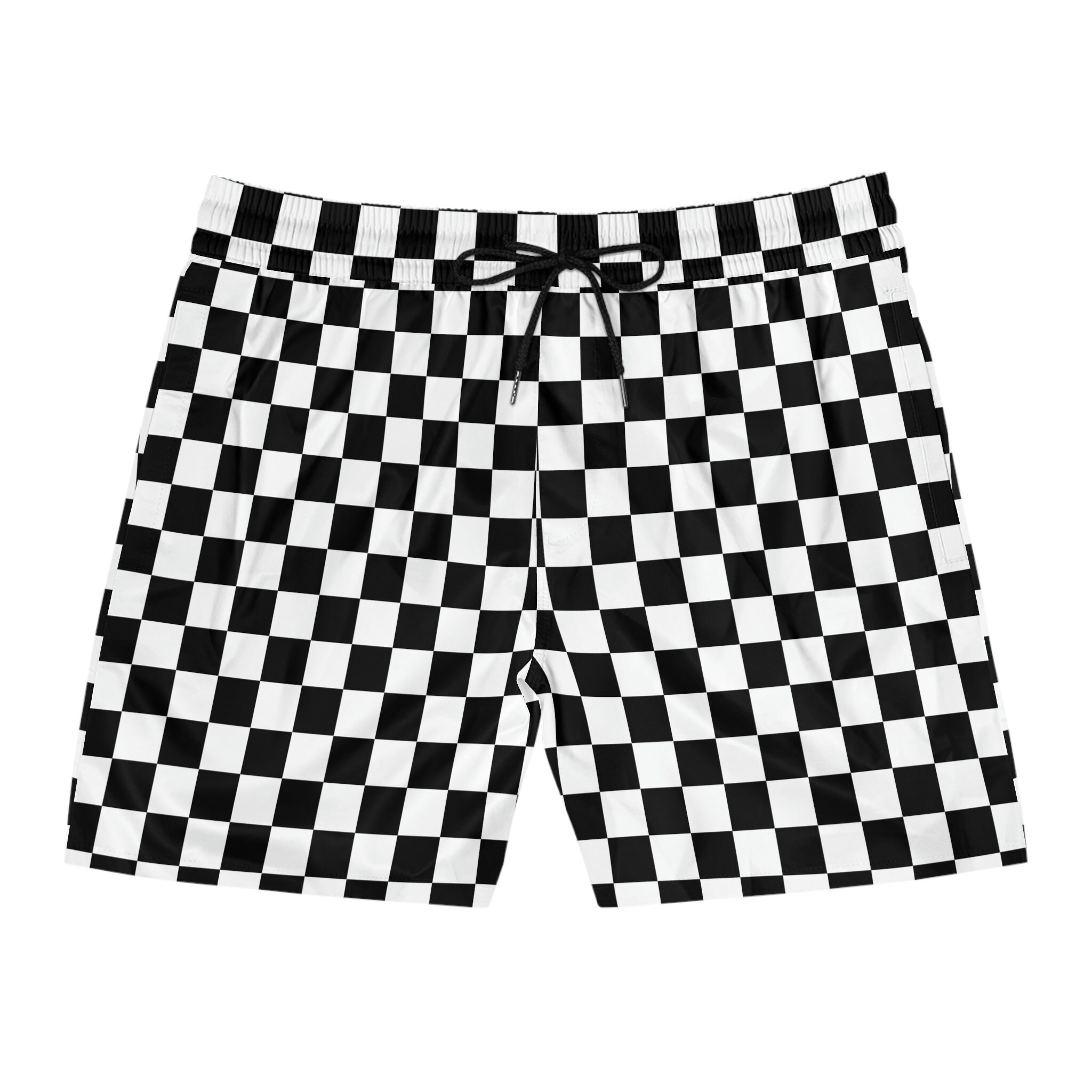 Checkerboard Swim Trunks Black & White Swim Trunks Racing Fan Swim ...