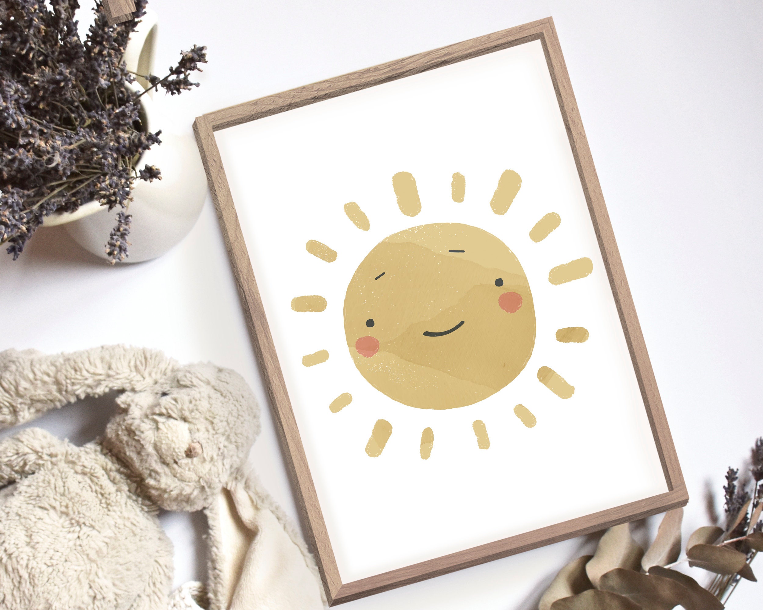 Cute Yellow Sun Digital Print for Kids Room Decor, Printable Sunshine ...