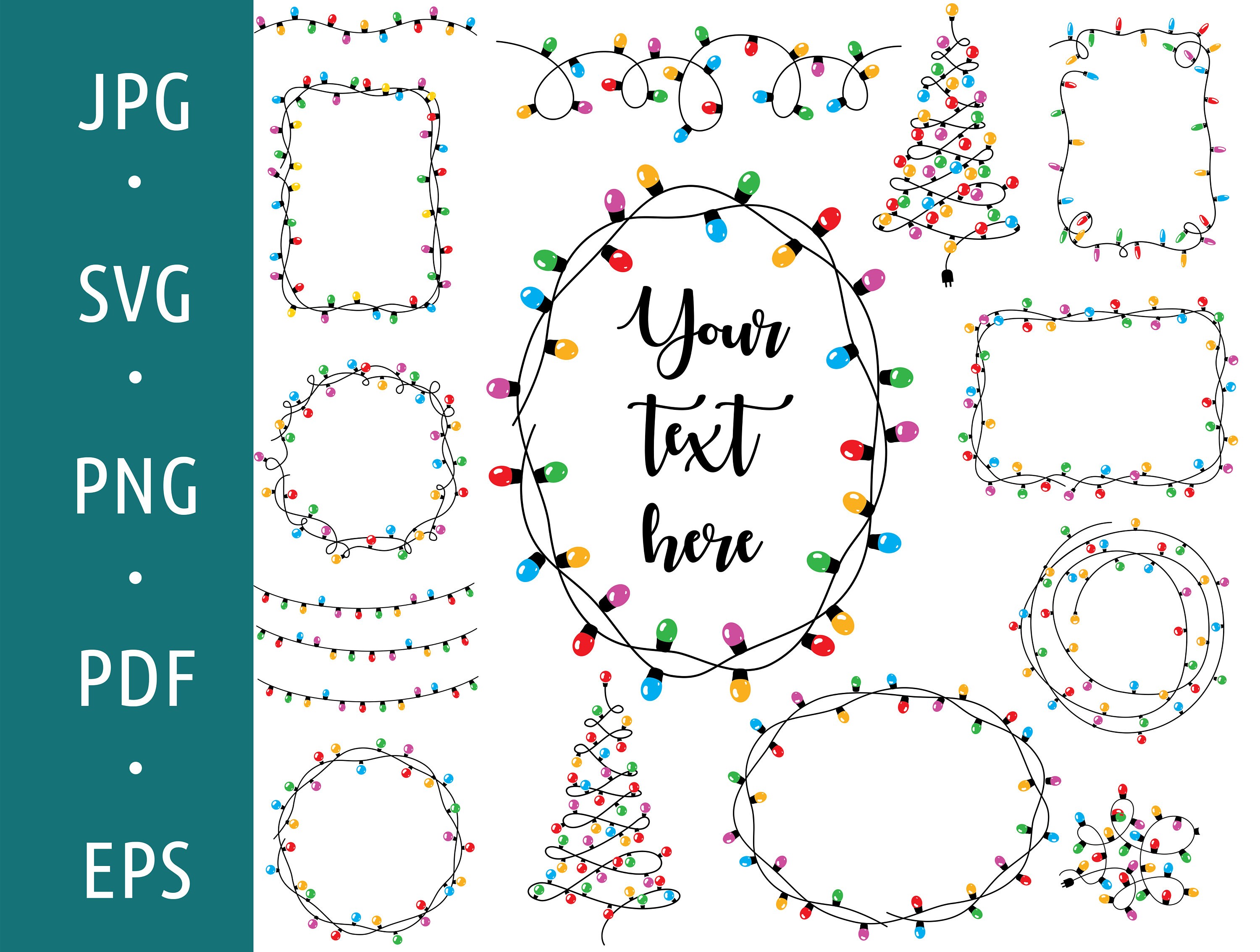 Christmas Light String SVG Bundle of Vector Printable Graphics ...