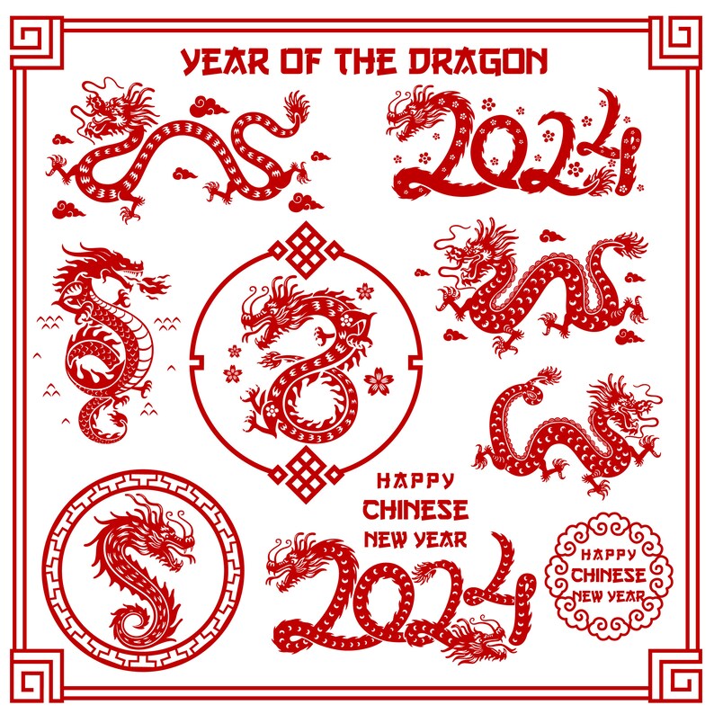 Year of the Dragon SVG, Chinese Lunar New Year 2024 Shirt Digital ...