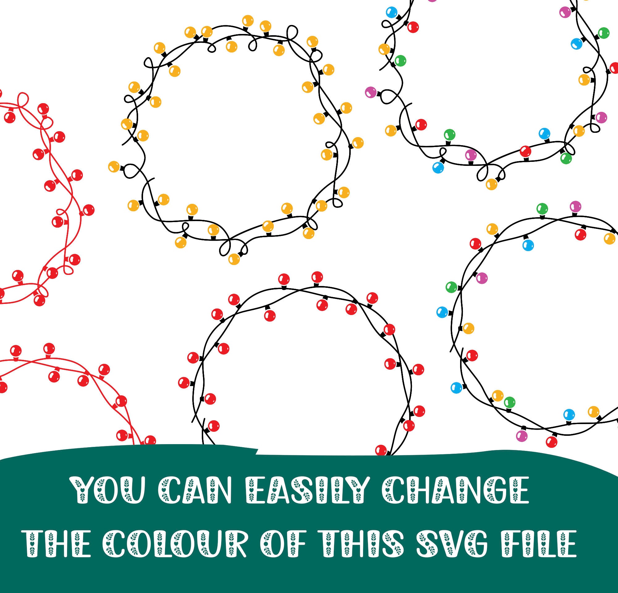 Christmas Light String SVG Bundle of Vector Printable Graphics ...