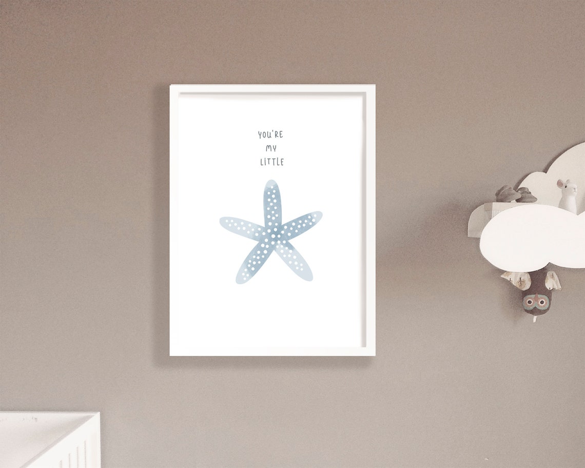 Blue Starfish Print, Ocean Nursery Decor, You're My Little Star ...