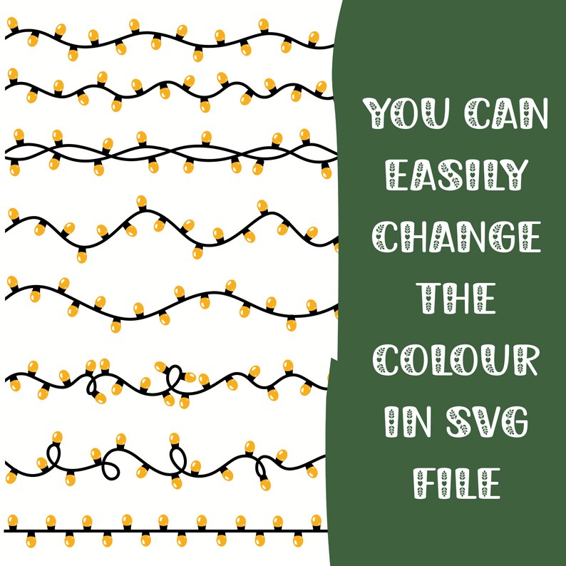 Seamless Christmas String Lights SVG Bundle, Christmas Ornaments Cut ...