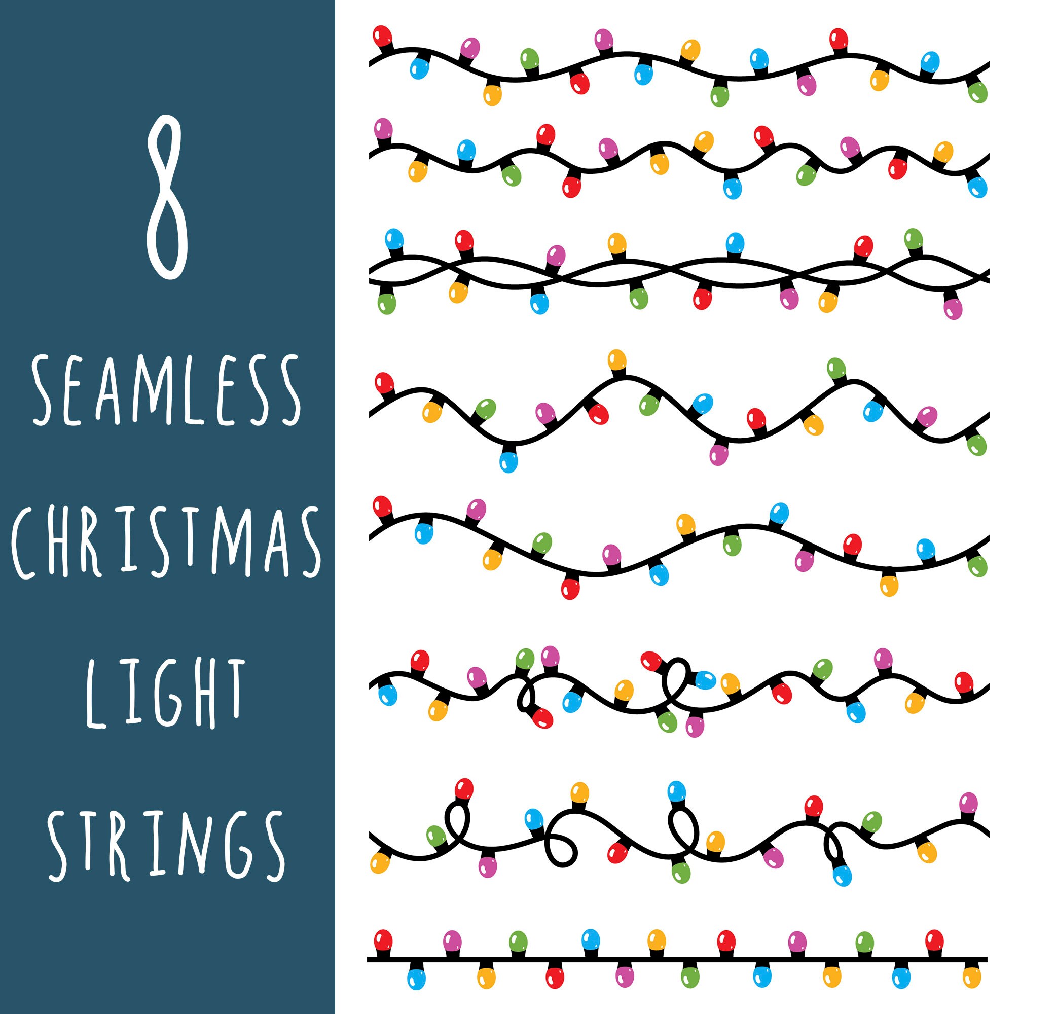 Seamless Christmas String Lights SVG Bundle, Christmas Ornaments Cut ...