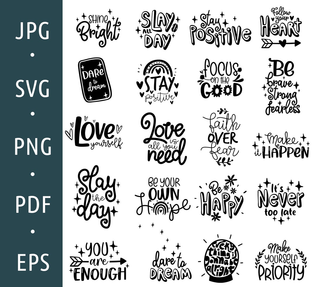 Self Love Club Bundle Svg, Mental Health Daily Affirmations ...