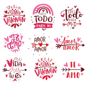 Spanish San Valentin Svg Bundle, Amor PNG En Español, Te Amo Print ...