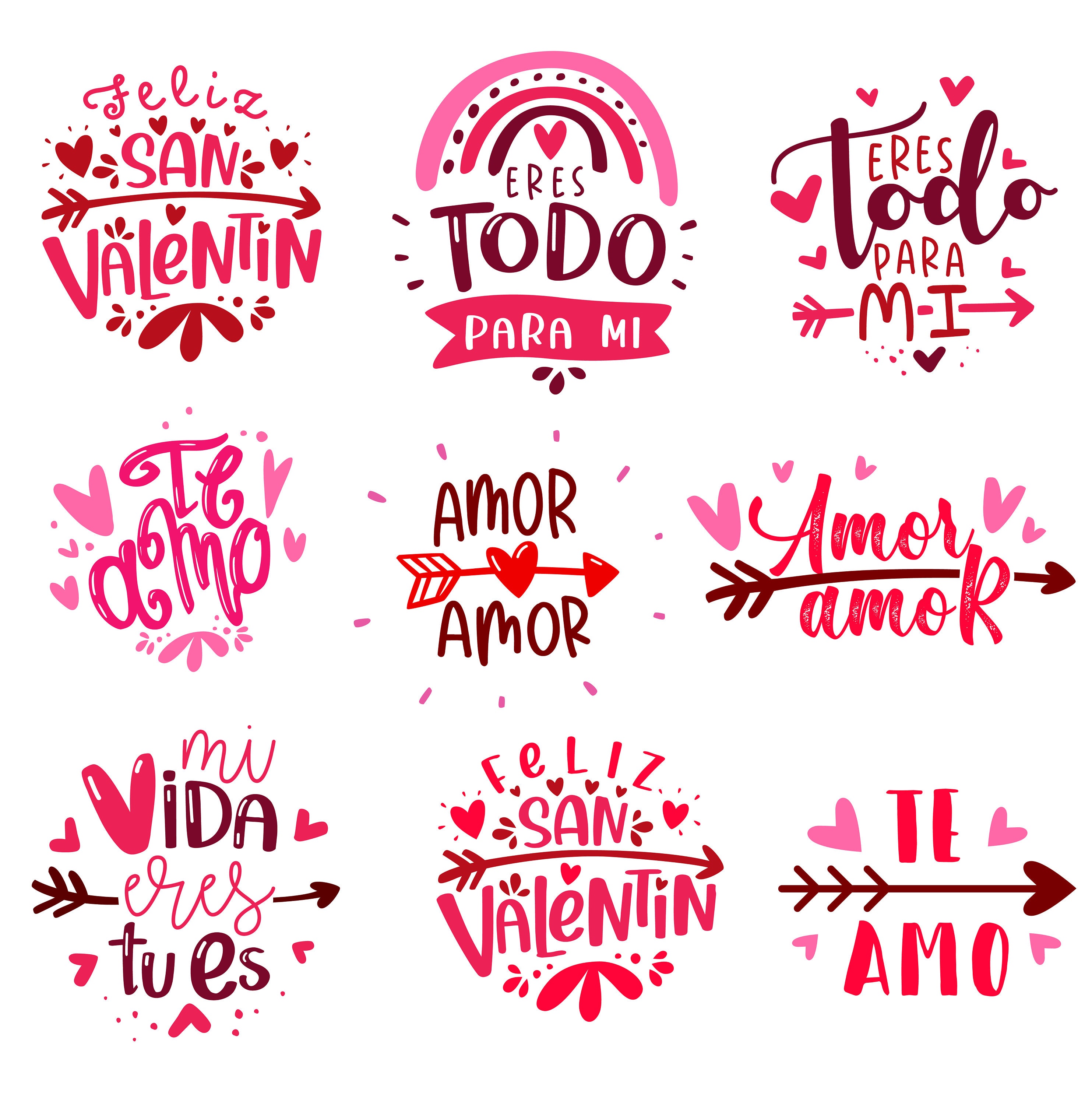 Spanish San Valentin Svg Bundle, Amor PNG En Español, Te Amo Print ...