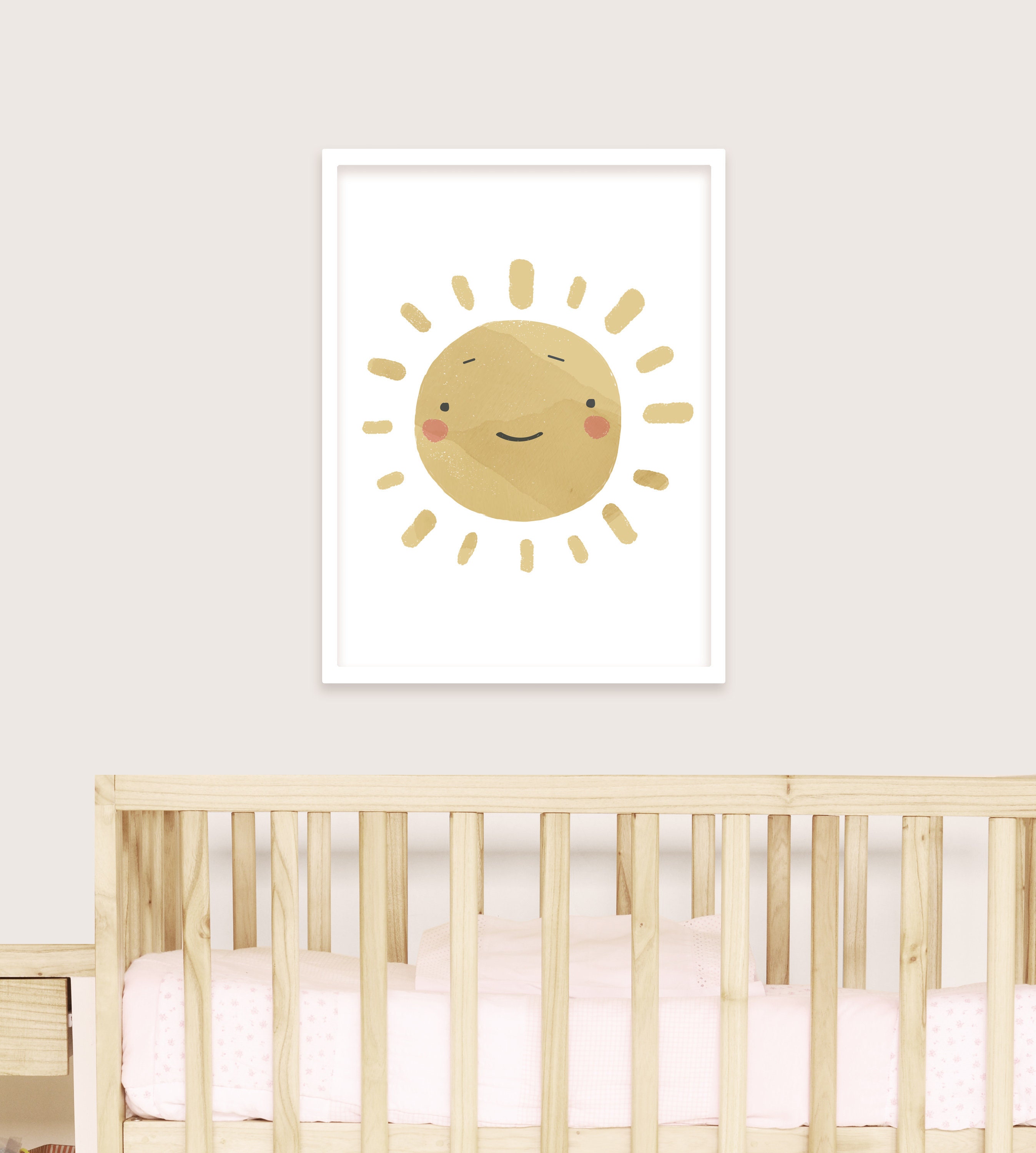 Cute Yellow Sun Digital Print for Kids Room Decor, Printable Sunshine ...