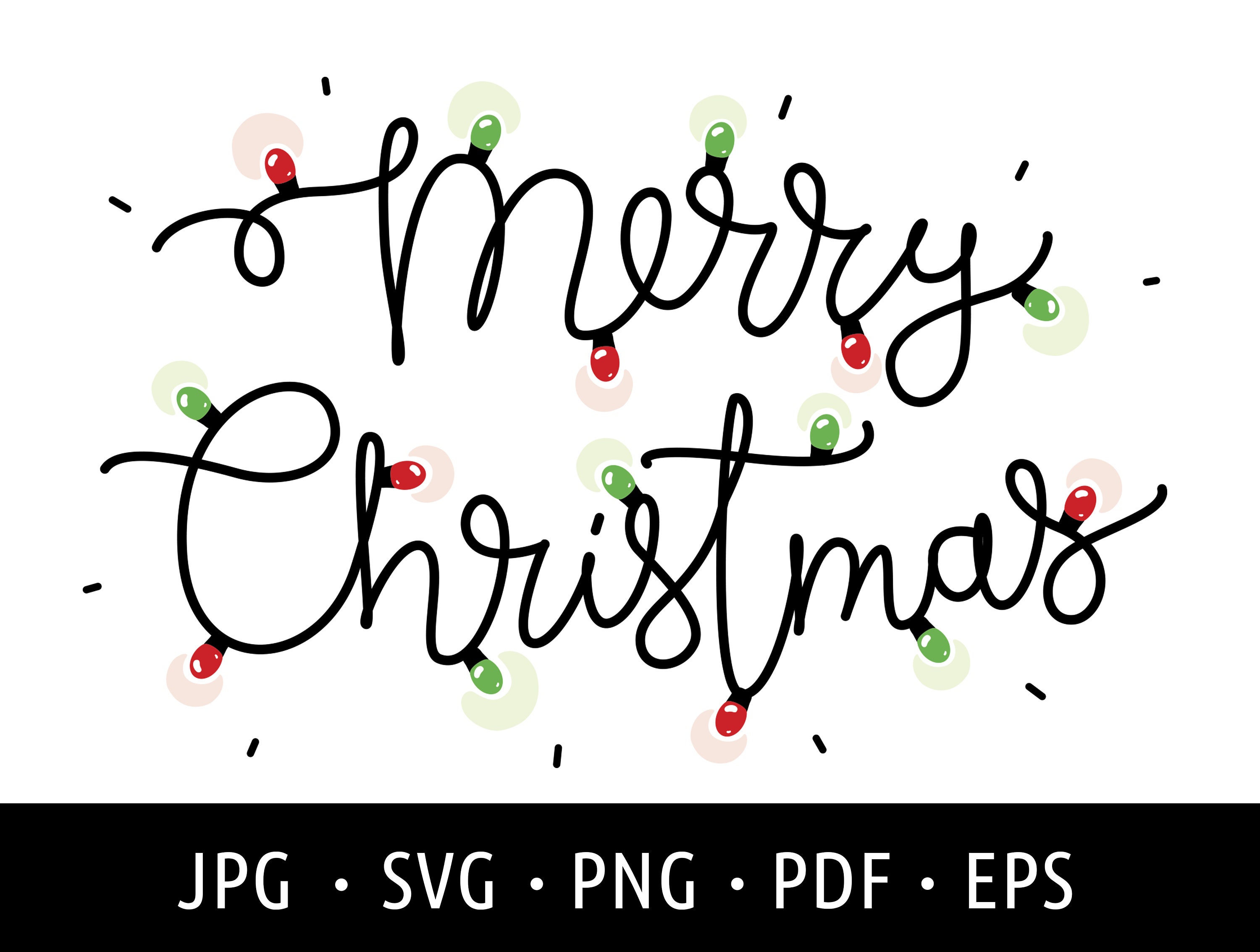 Merry Christmas SVG Vector Printable Graphic, String of Christmas ...