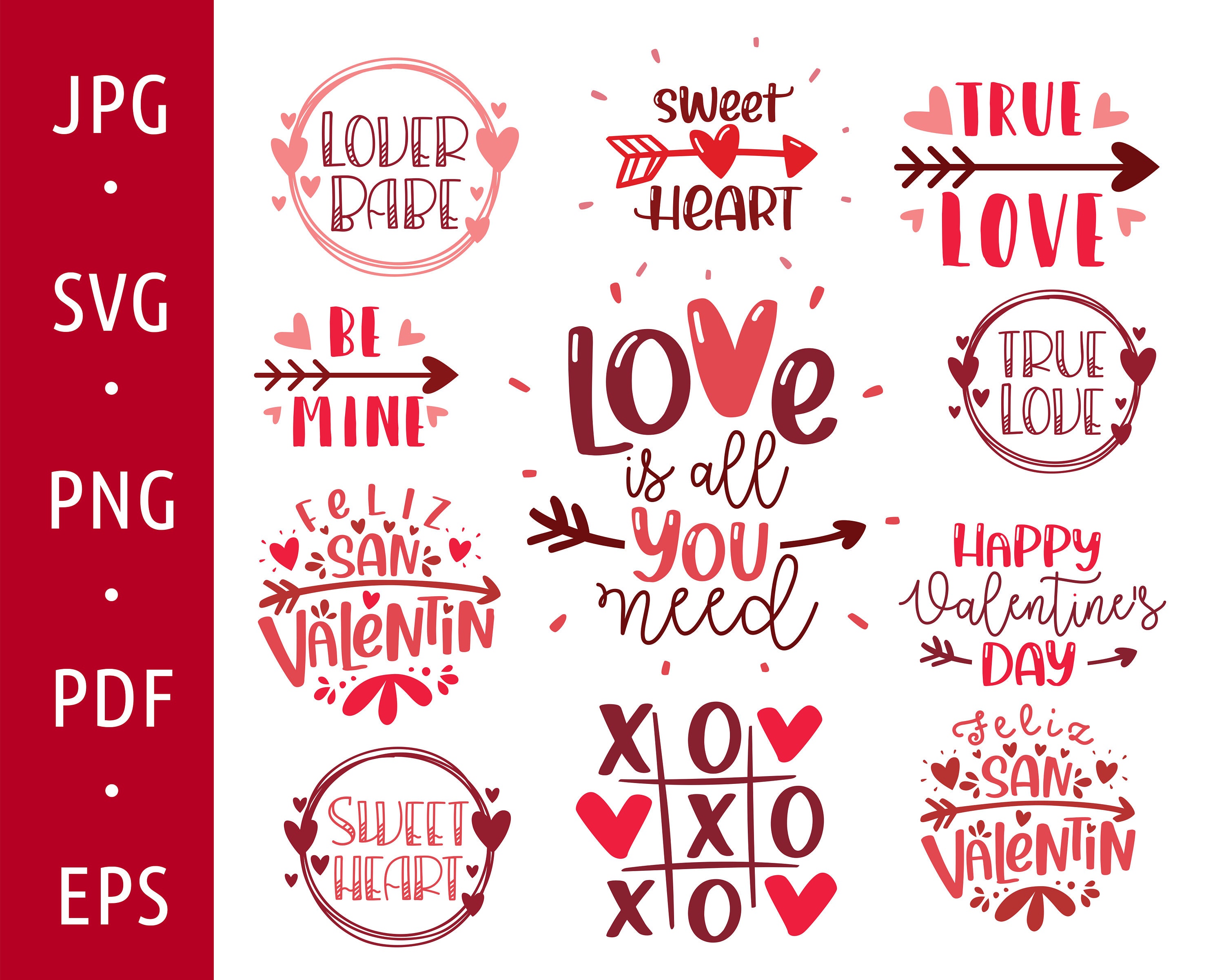XOXO SVG, Happy Valentine's Day Svg Bundle, Valentines Sweet Heart Png ...