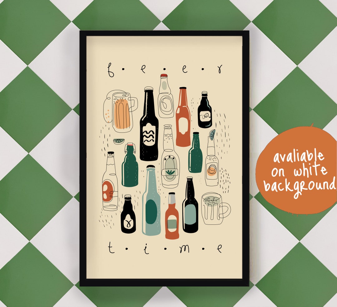 Bar Cart Art, Beer Posters, Boyfriend Birthday Gift, Lake House Decor ...