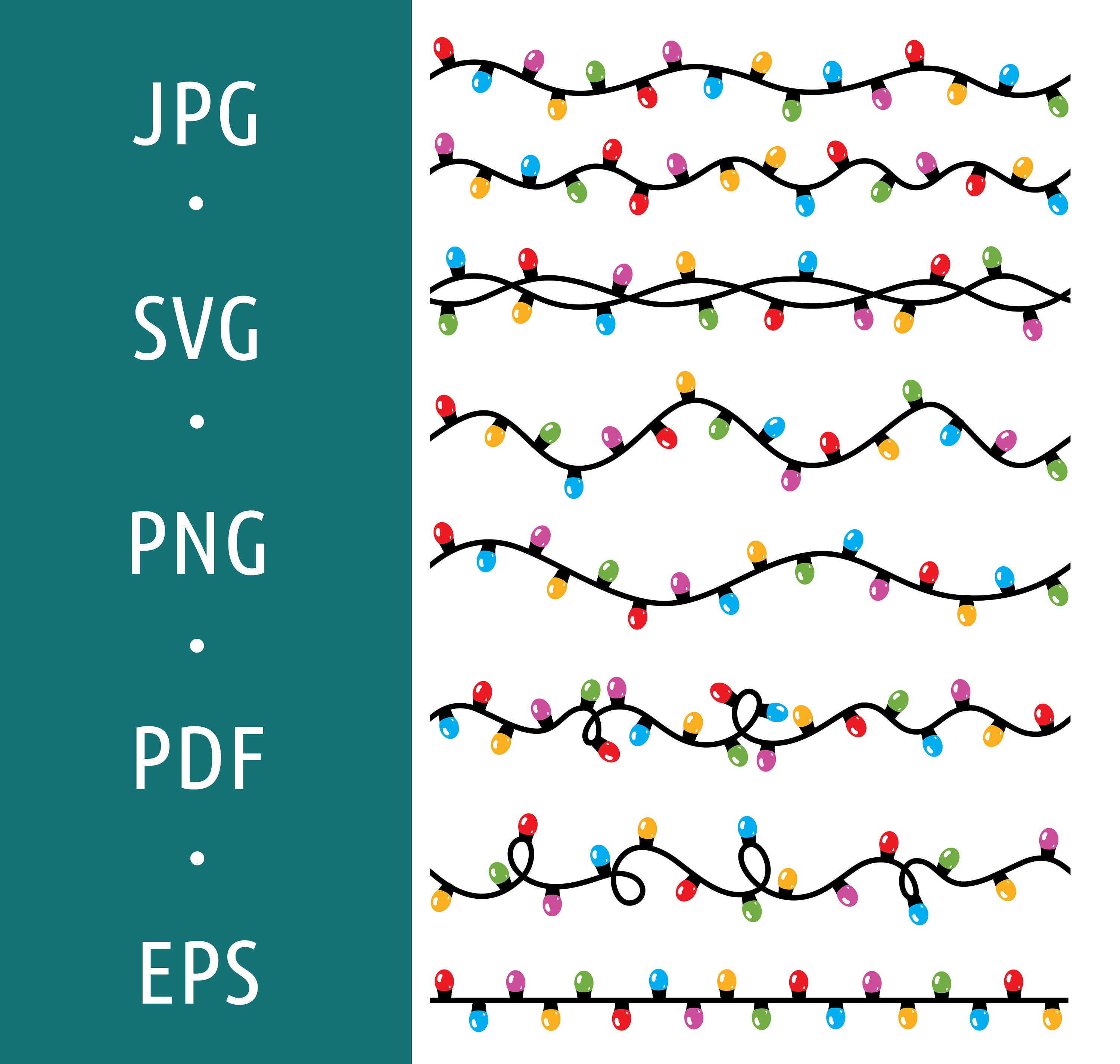 Seamless Christmas String Lights SVG Bundle, Christmas Ornaments Cut ...