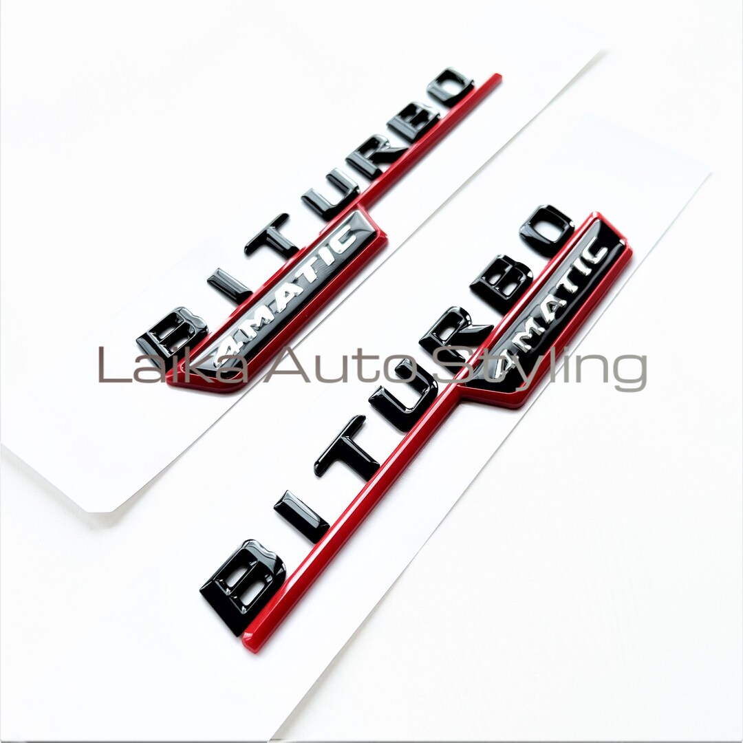 Mercedes Benz AMG Biturbo 4MATIC Letters Gloss Black and Red - Etsy