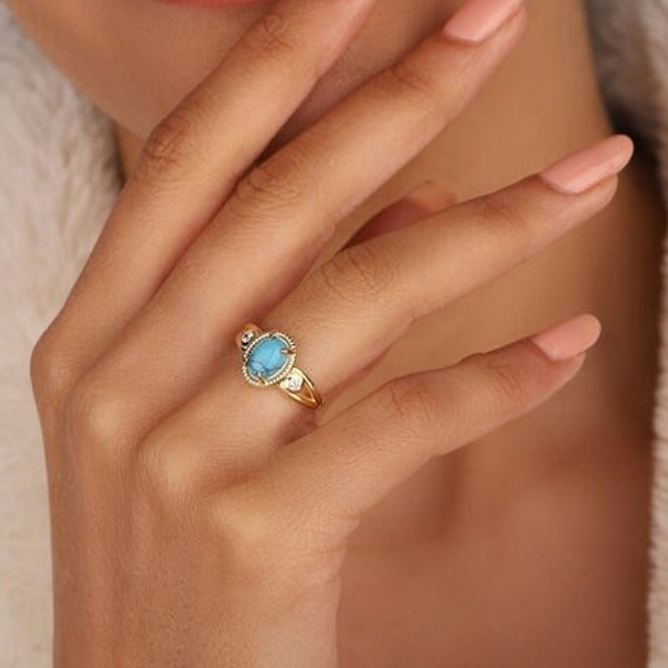 Turquoise Gold Ring - Etsy