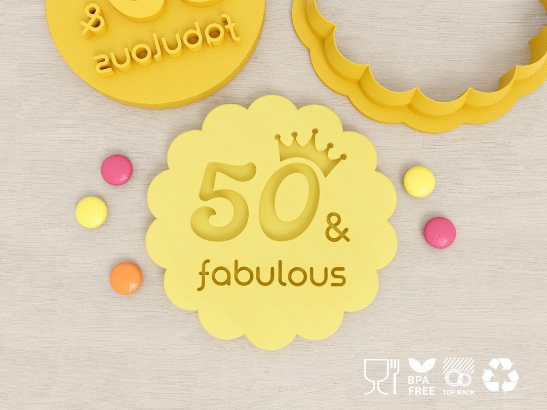 50 and Fabulous - Cookie Cutter & Fondant Stamp - Etsy