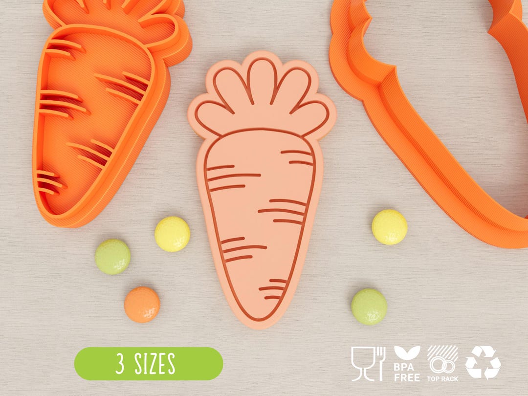 Carrot Cookie Cutter & Fondant Stamp Set - Etsy