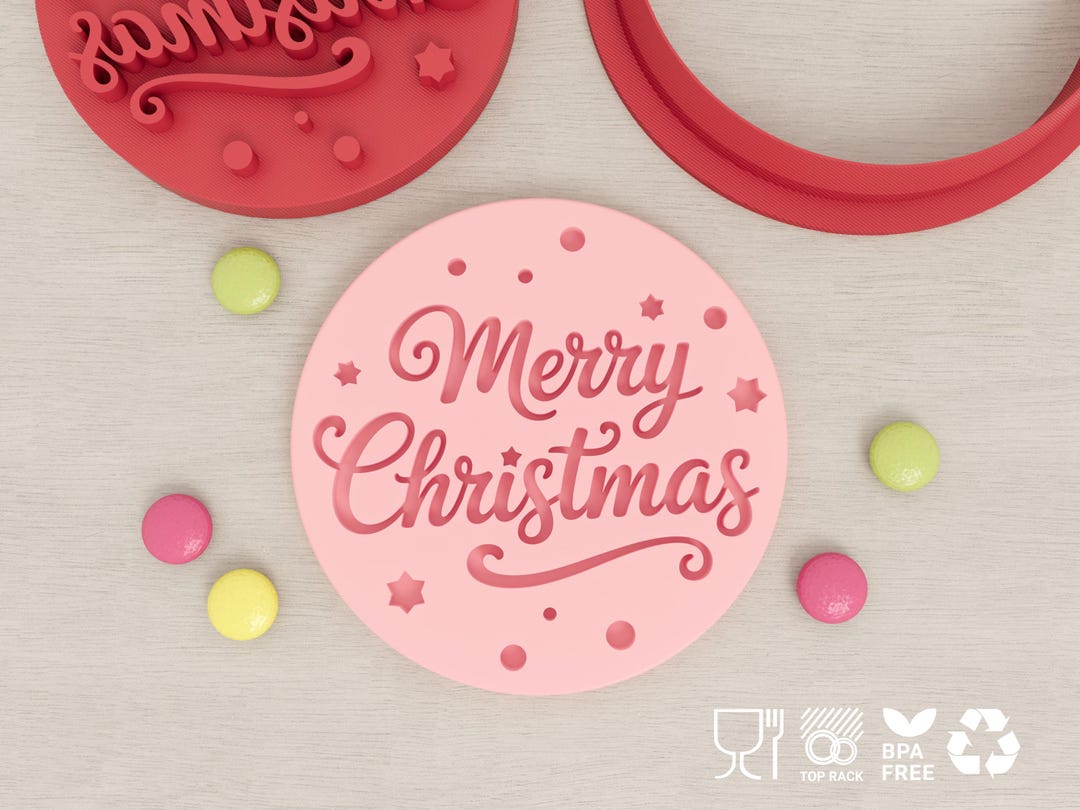 Merry Christmas (style 5) - Cookie Cutter & Fondant Stamp - Etsy