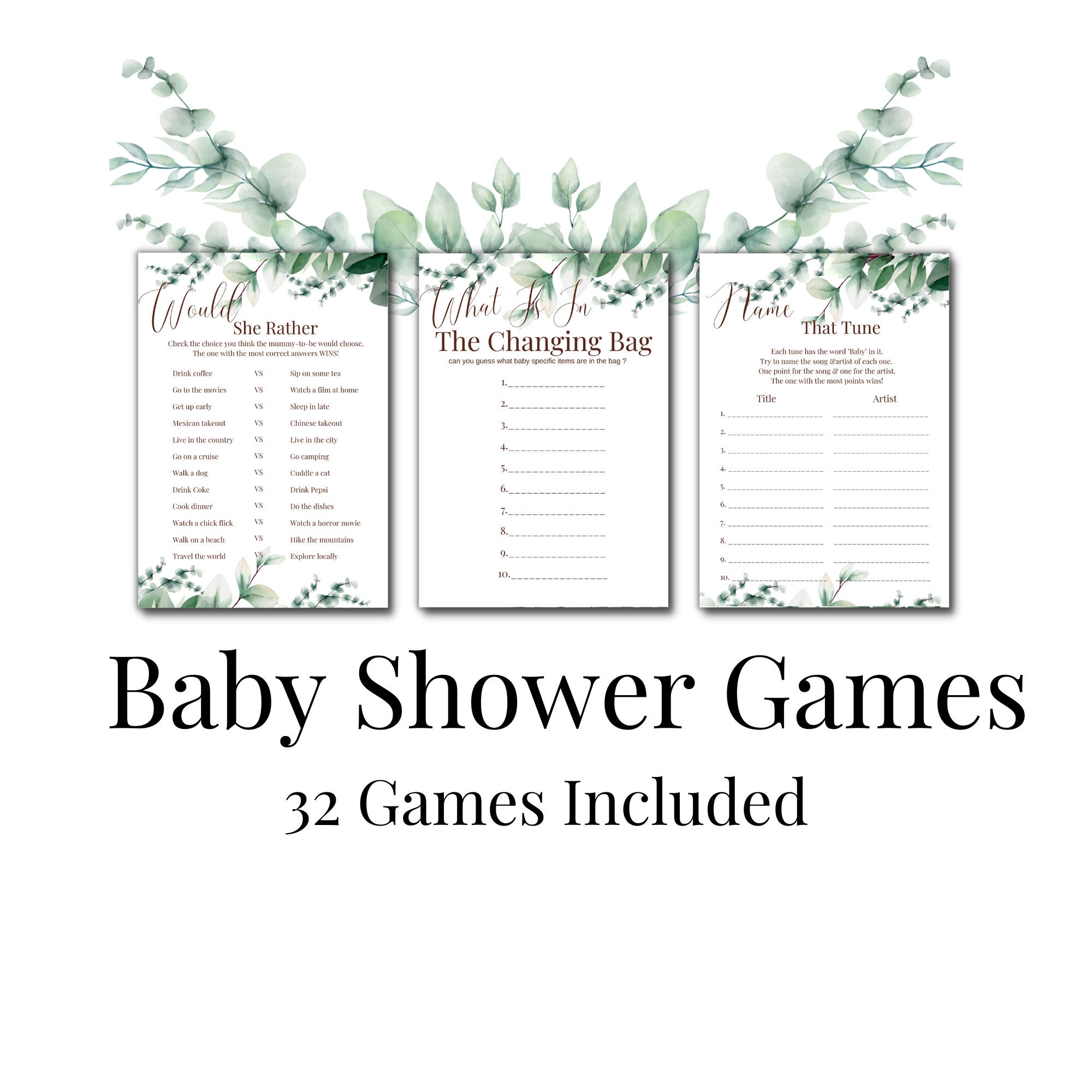 Printable Baby Shower Party Game Bundle Fun Baby Party Games - Etsy