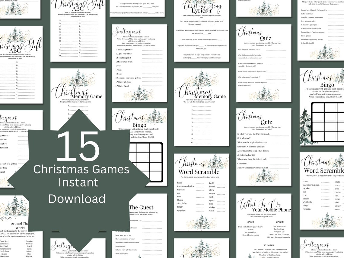 Printable Christmas Party Game Bundle Fun Family Games for - Etsy