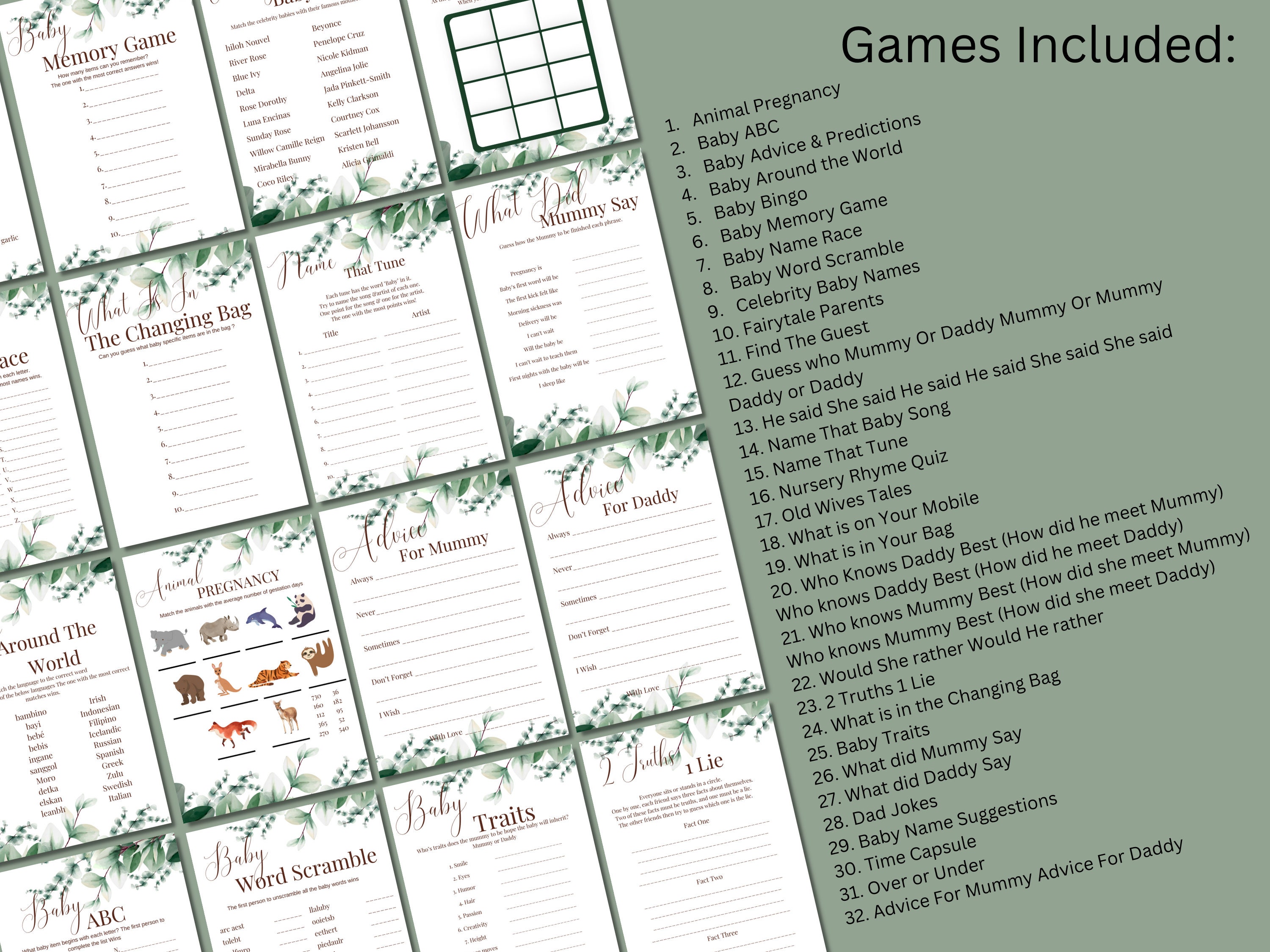 Printable Baby Shower Party Game Bundle Fun Baby Party Games - Etsy