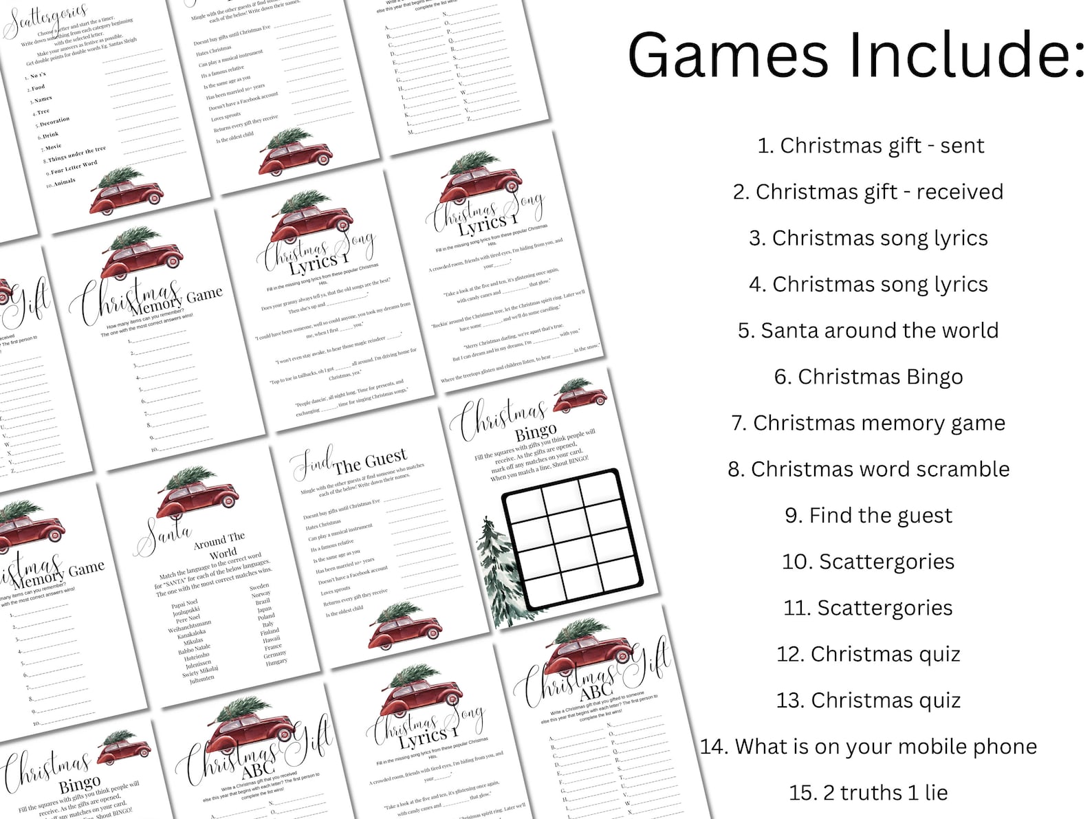 Printable Christmas Party Game Bundle, Fun Family Games for the ...