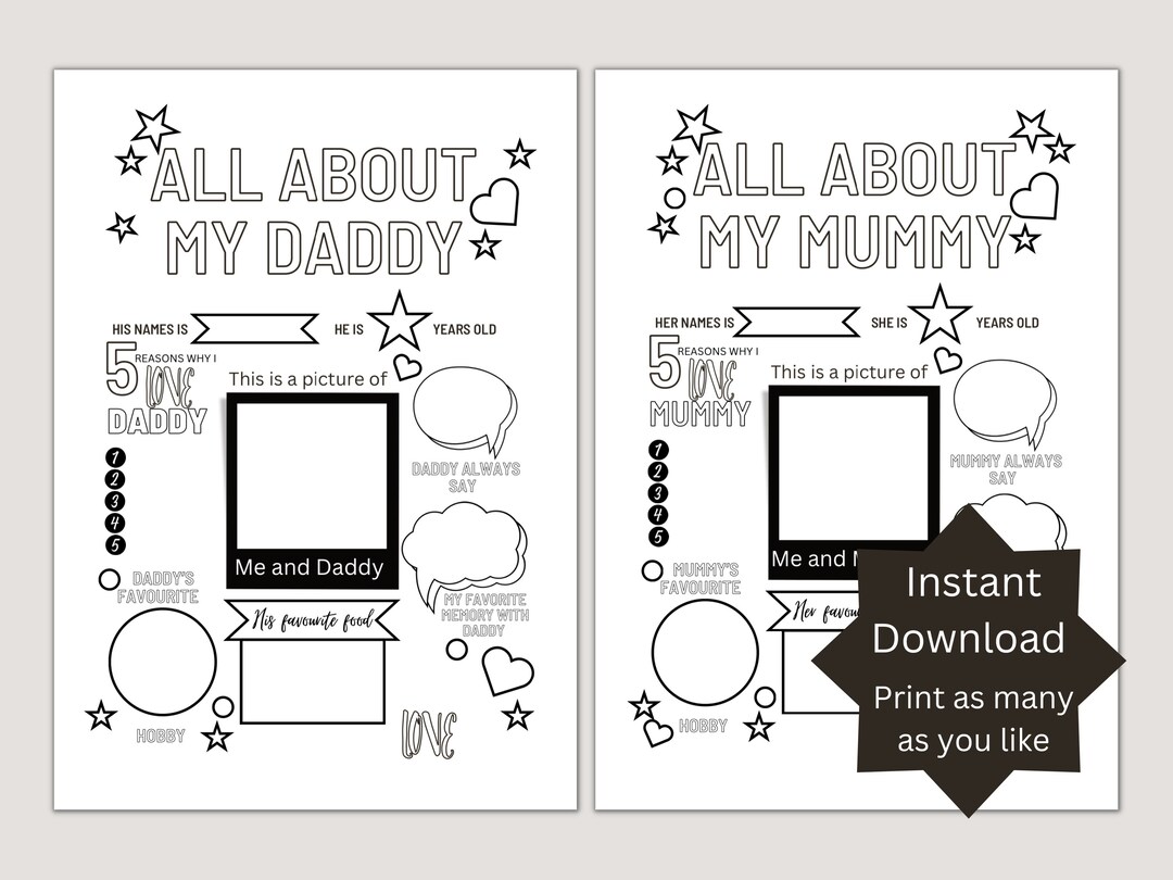 Printable All About My Family for Kids, Fill in Template, Kids Gift for ...
