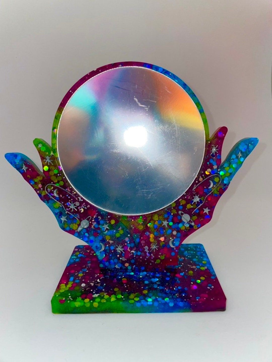 Space Themed, Crystal Ball Mirror, Witches Ball Mirror, Celestial ...