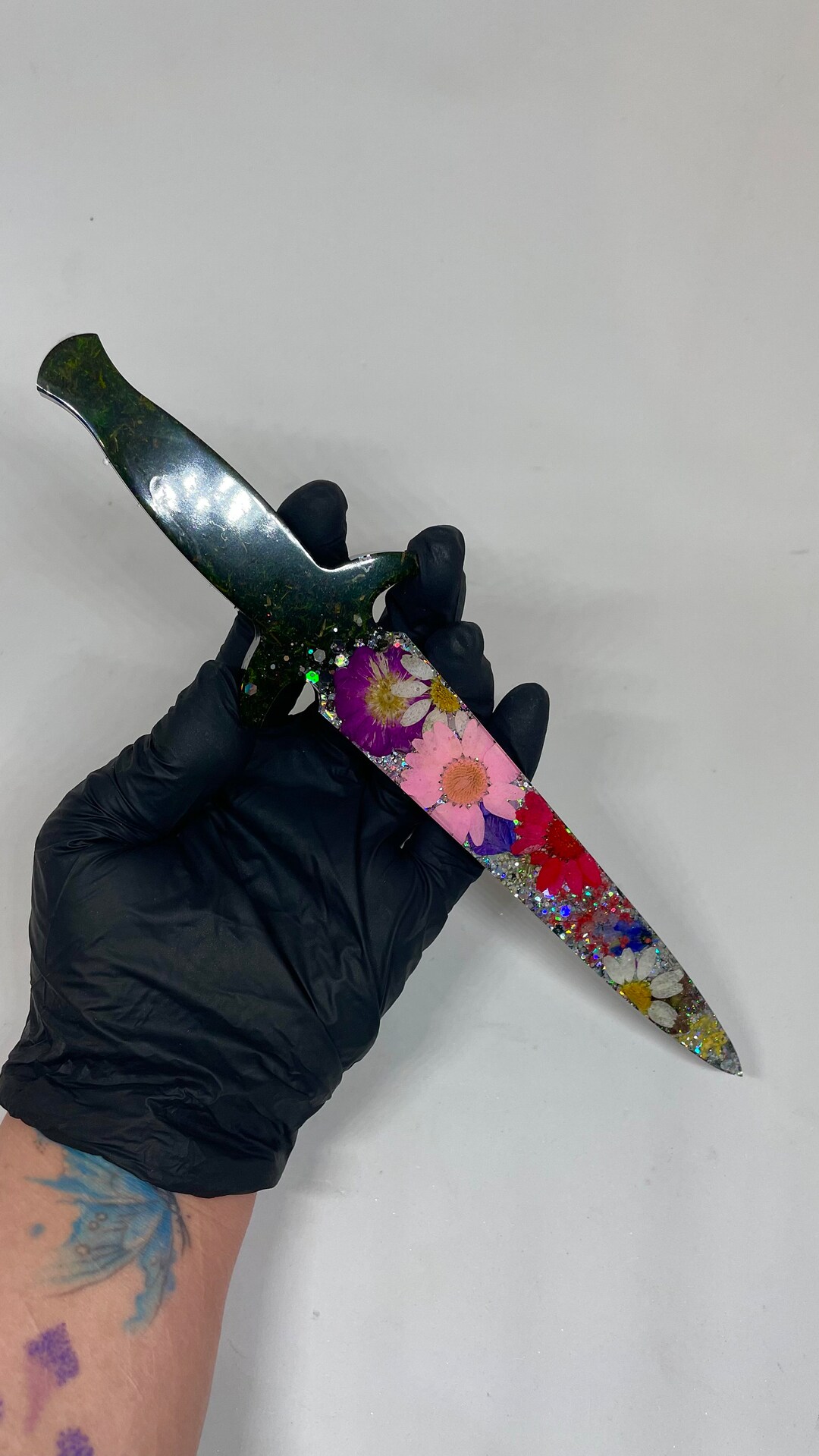Flower Athame, Sparkly Sword, Moss Dagger, Fairy Athame, Wiccan Athame ...