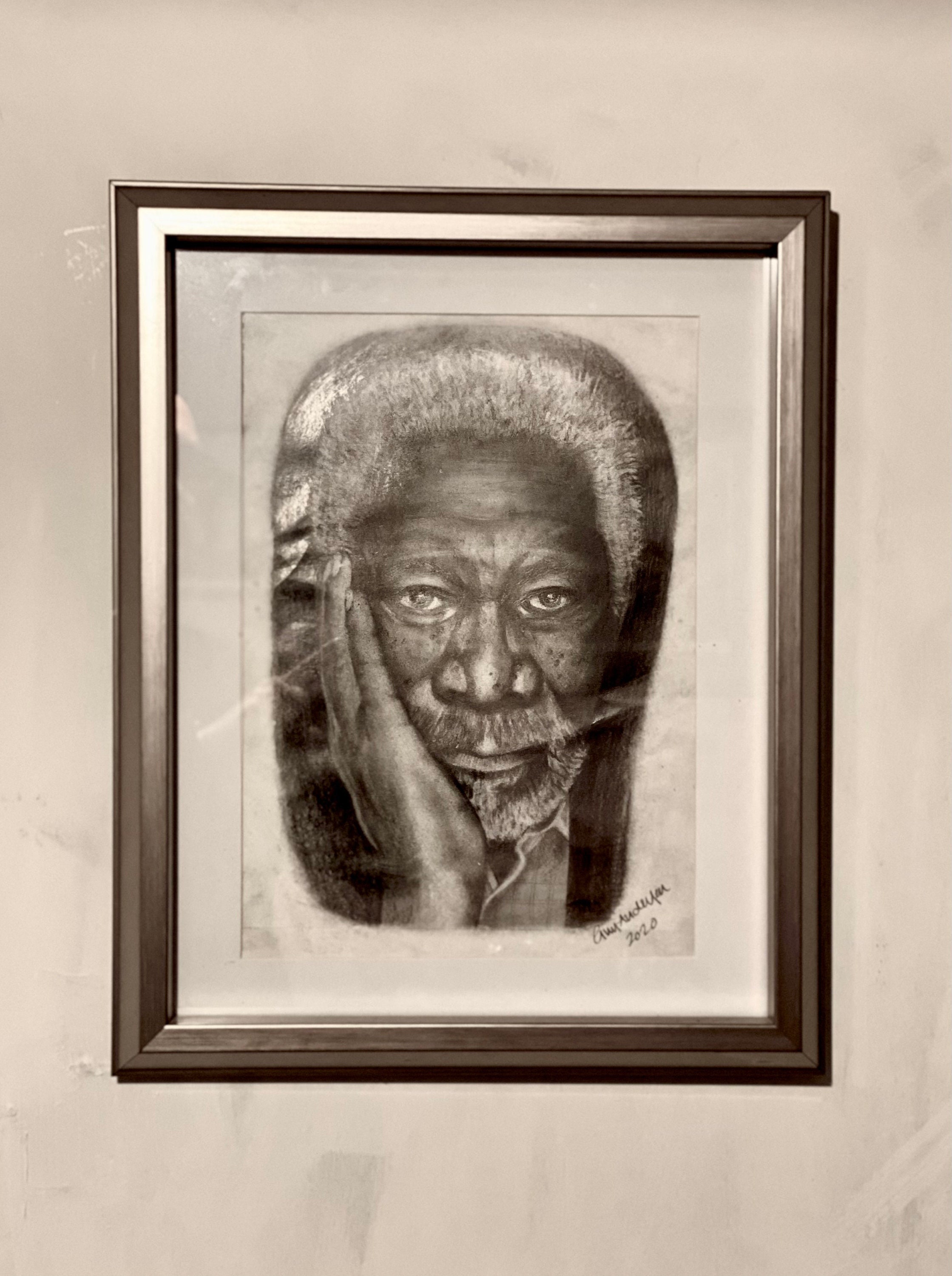 Morgan Freeman Hand Drawn Original Portrait by Guy Anderson. - Etsy