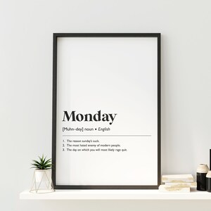 Funny Office Wall Art Office Wall Decor Monday Definition Office Wall ...