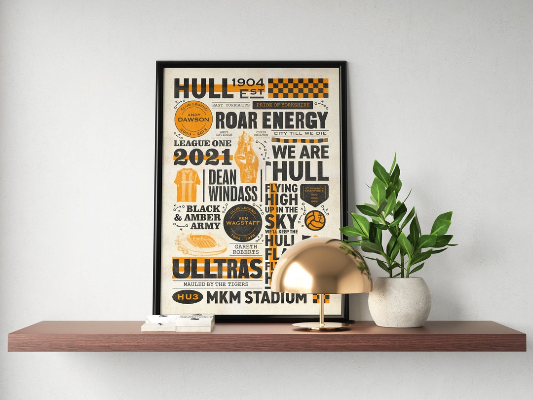 Hull City History Print | Hull City Retro Poster | Hull City Gift, Hull ...