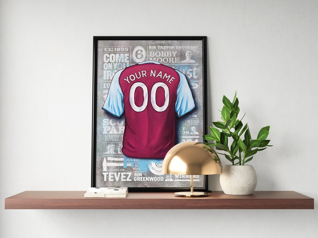 Personalised West Ham Shirt Print, West Ham Poster, West Ham Gift, West ...
