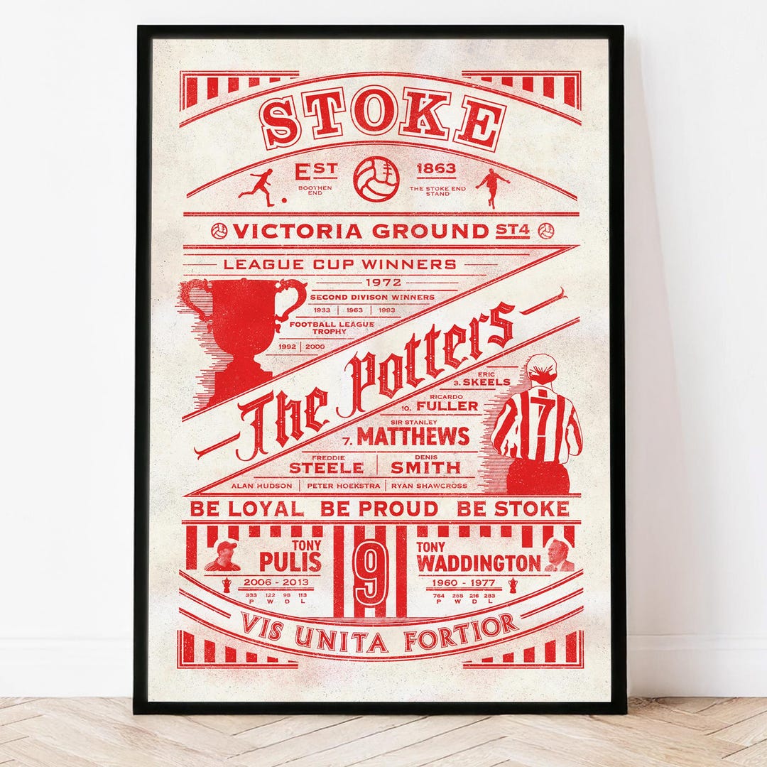 Stoke History Poster, Stoke Retro Print, Stoke Birthday Gift, Football ...