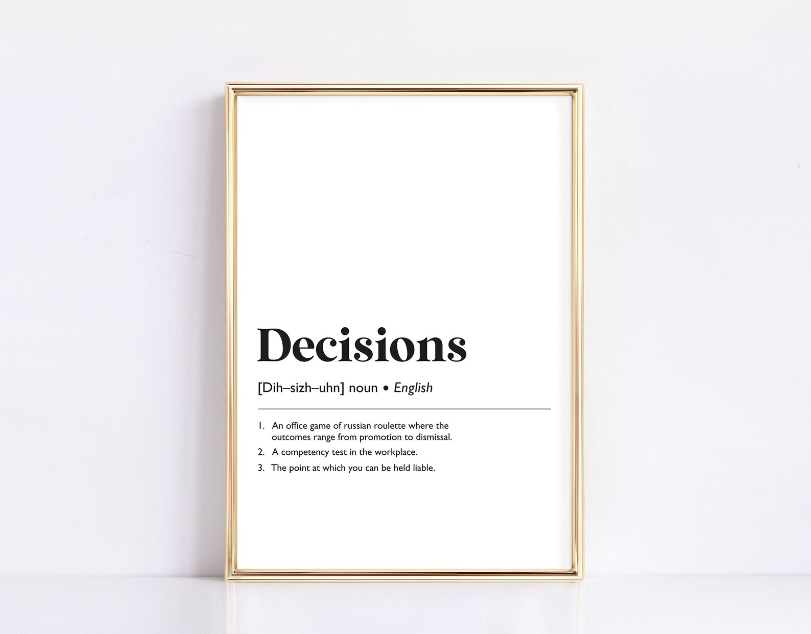 Decisions Definition Office Wall Decor Funny Office Print Printable Art ...