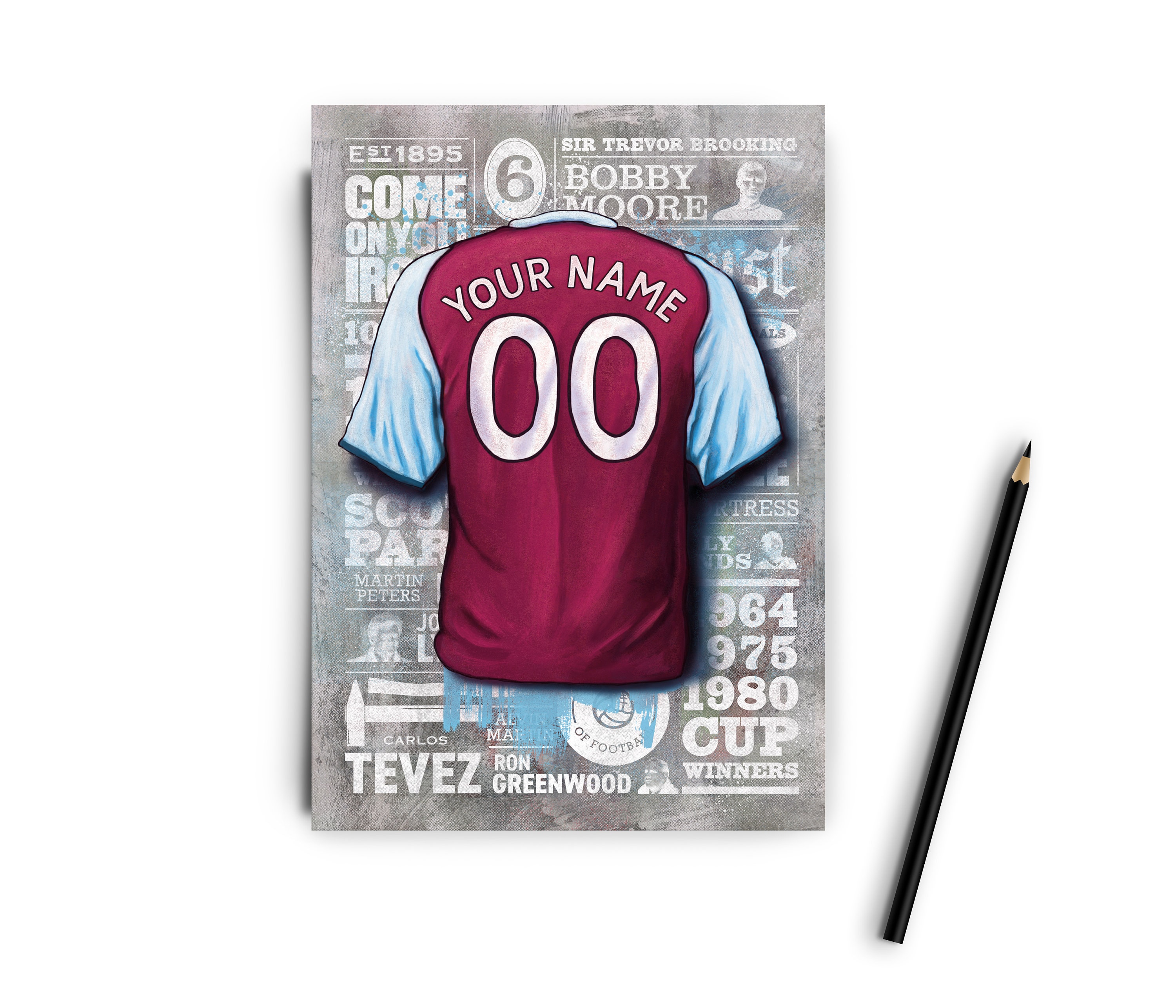 Personalised West Ham Shirt Print West Ham Poster West Ham - Etsy