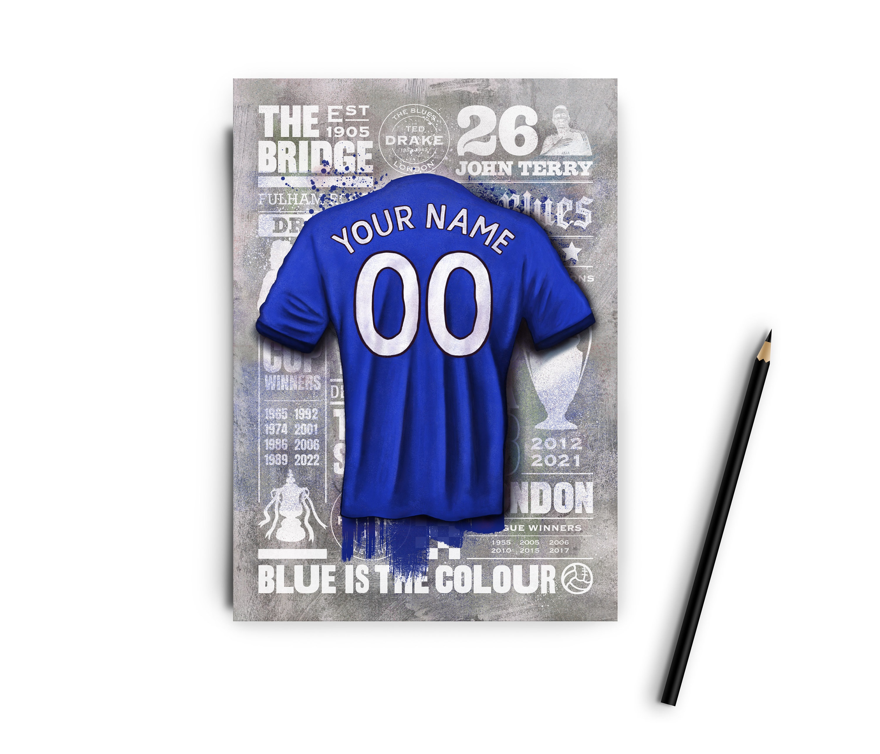 Personalised Chelsea Shirt Print Chelsea Poster Chelsea - Etsy