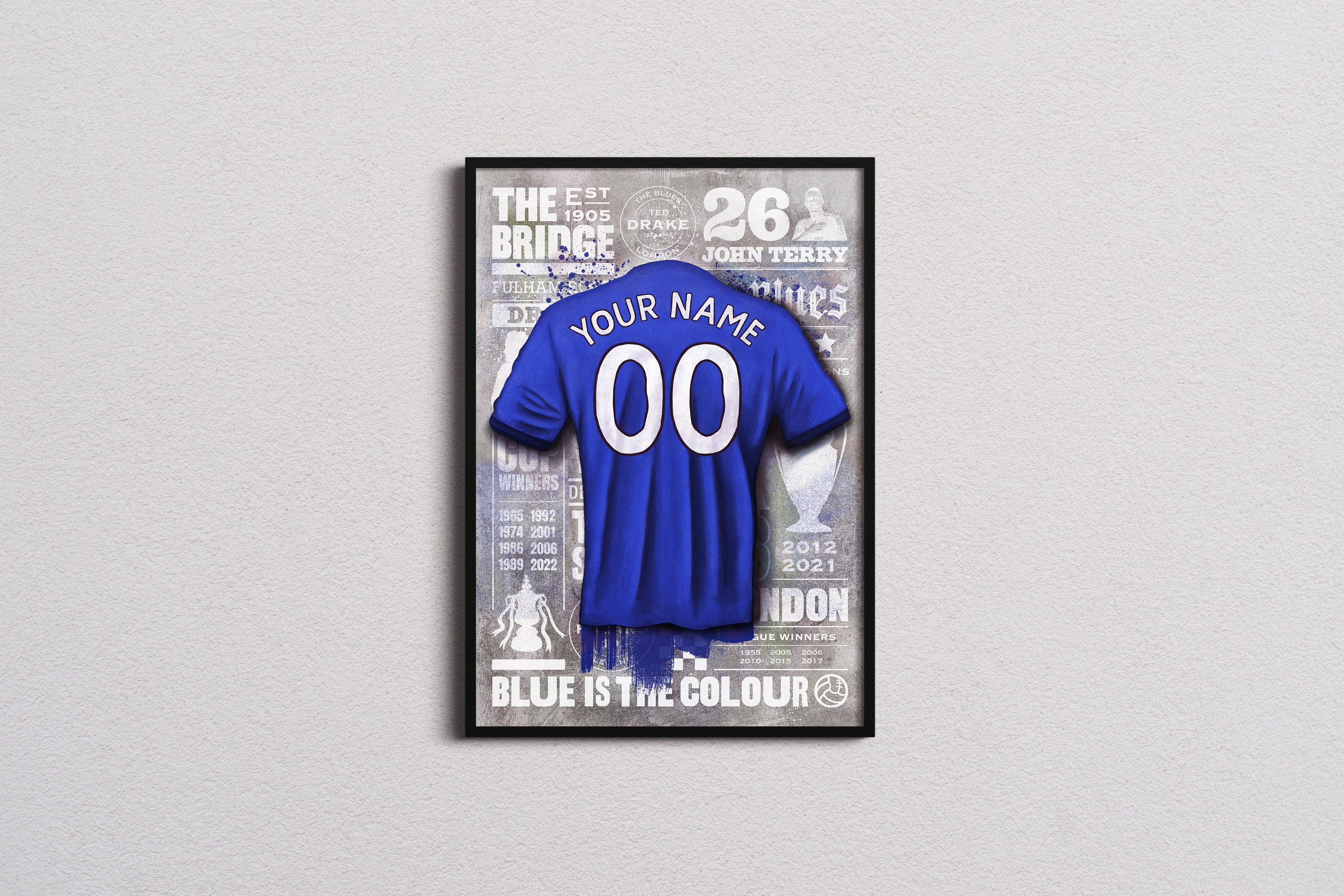 Personalised Chelsea Shirt Print Chelsea Poster Chelsea - Etsy