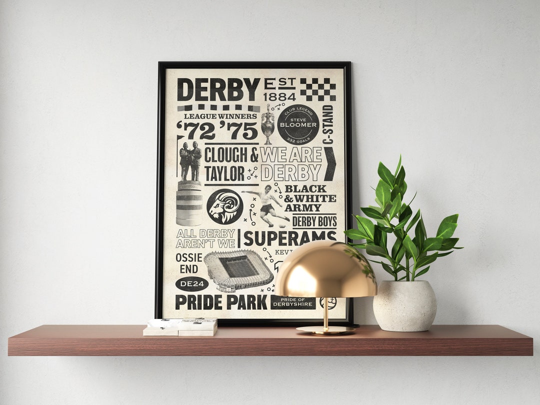 Derby County History Poster, Derby County Retro Print, Derby Birthday ...