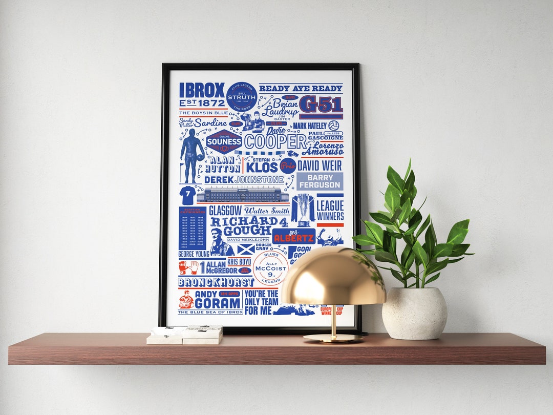 Rangers Legends Poster, Rangers History Print, Rangers Birthday Gift ...