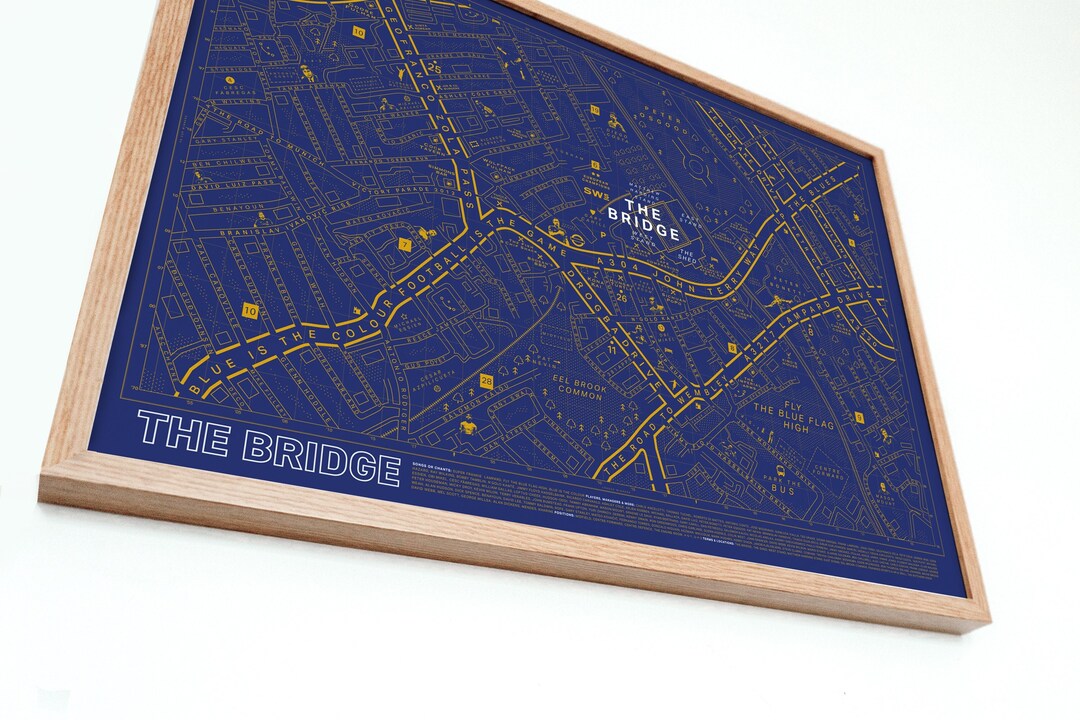 Chelsea Stamford Bridge Map Print | Chelsea Retro Poster | Chelsea Gift ...