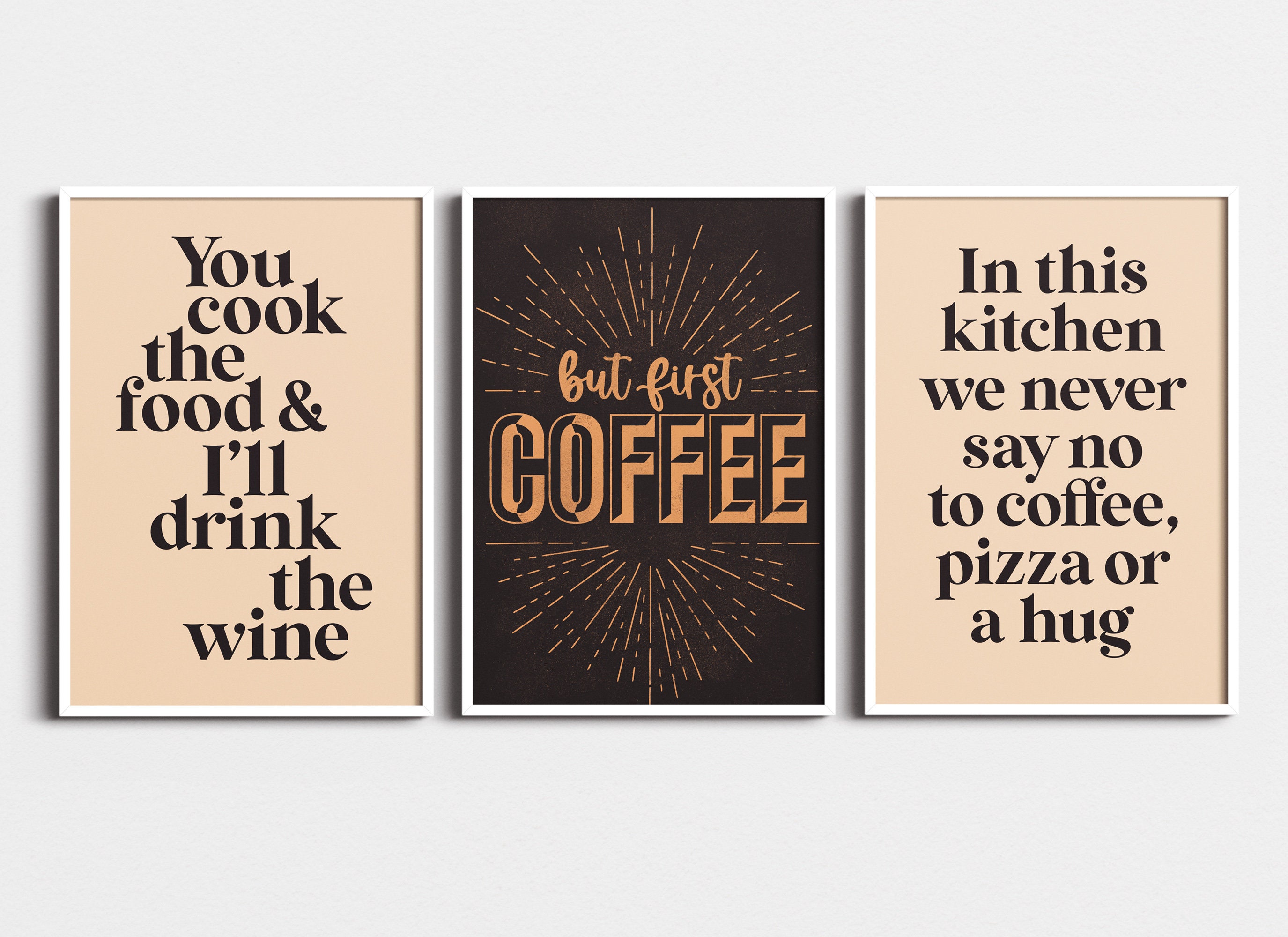 Kitchen Wall Decor Set of 3 PRINTABLES Kitchen Print Set Modern Kitchen ...