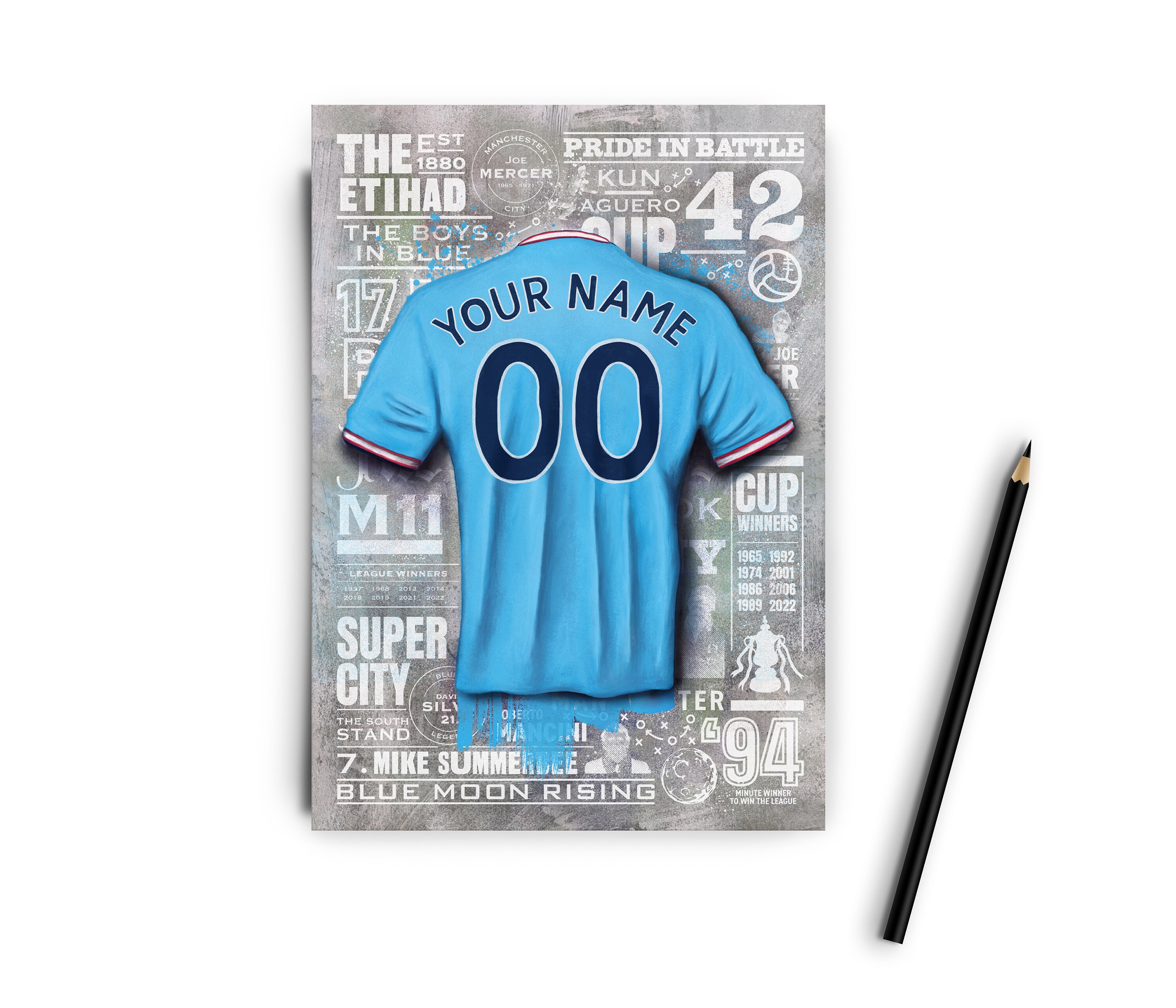 Personalised Manchester City Shirt Print Manchester City - Etsy
