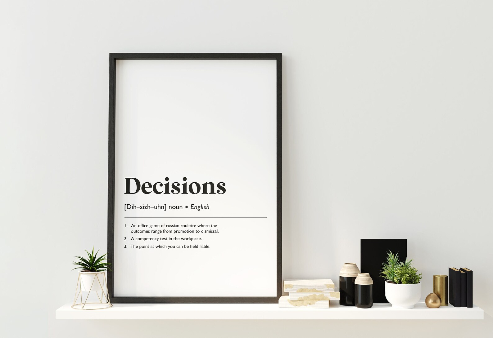Decisions Definition Office Wall Decor Funny Office Print Printable Art ...