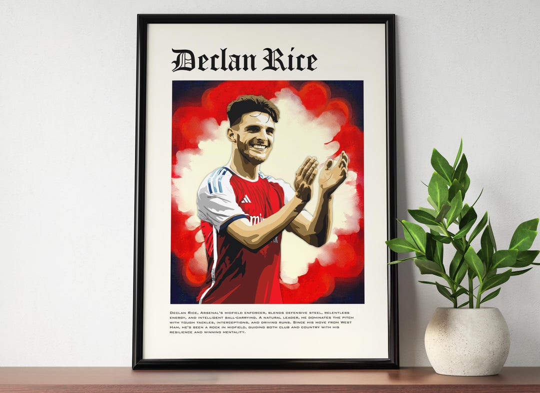 Declan Rice Poster | Arsenal Print | the Gunners | Arsenal Gift | Wall ...