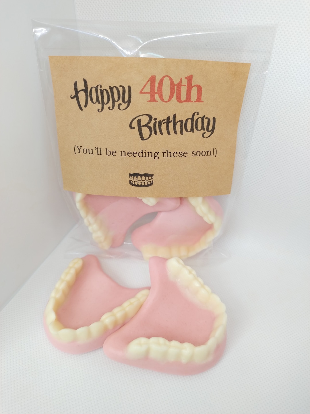 40th Birthday, Happy Birthday Joke Gift Gummy Candy Dentures Teeth ...