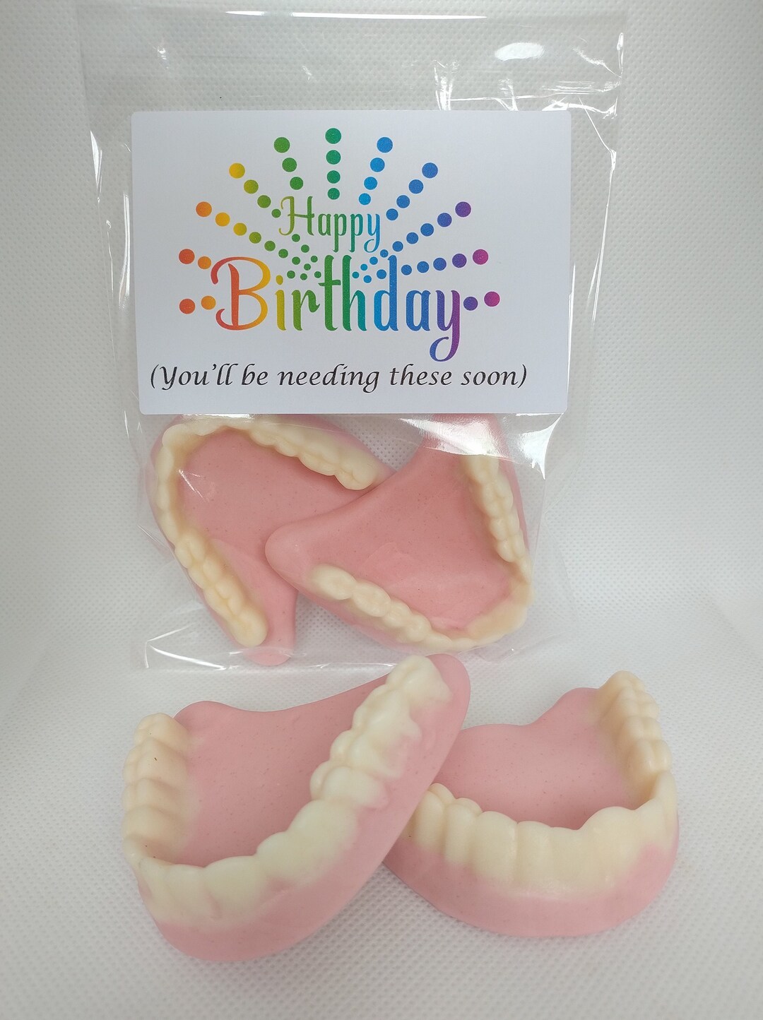 Happy Birthday Rainbow Joke Gift, Strawberry Flavgummy Dentures, False ...